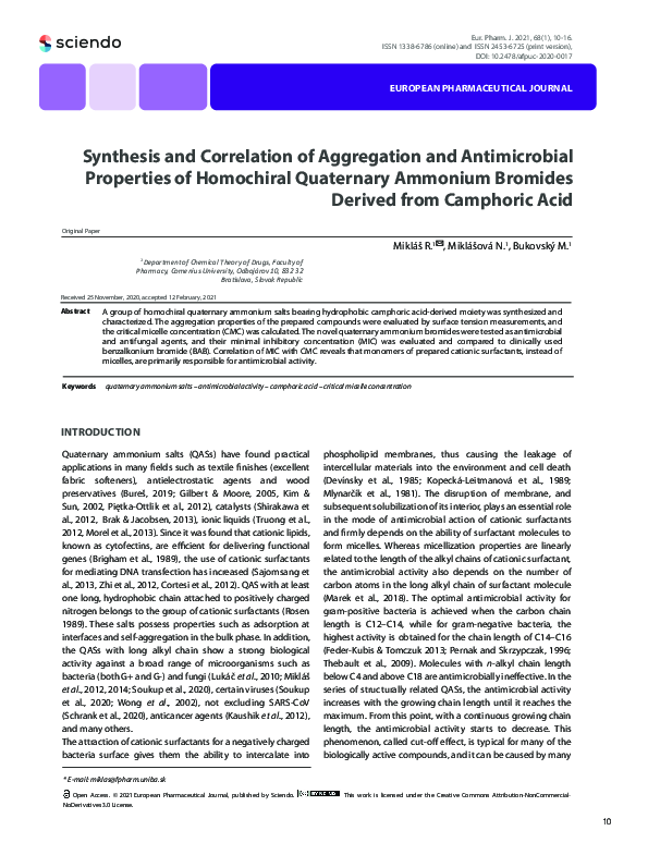 (PDF) Synthesis and Correlation of Aggregation and Antimicrobial ...