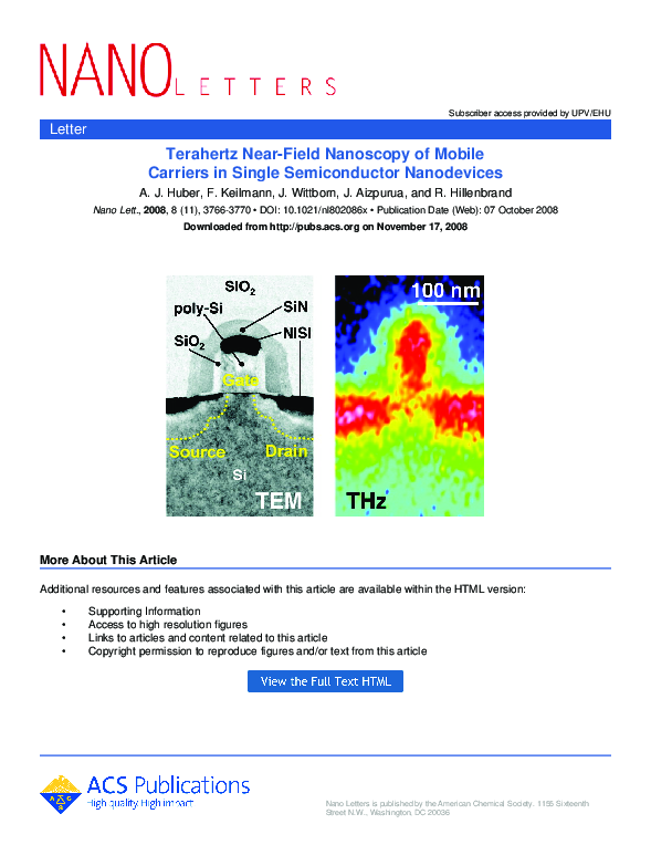 (PDF) Terahertz Near-Field Nanoscopy of Mobile Carriers in Single ...