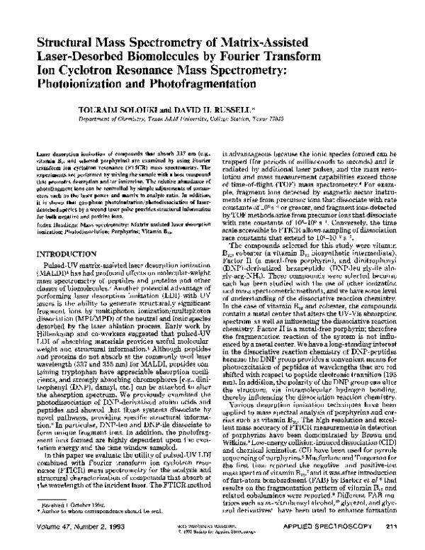 (PDF) Structural Mass Spectrometry of Matrix-Assisted Laser-Desorbed ...