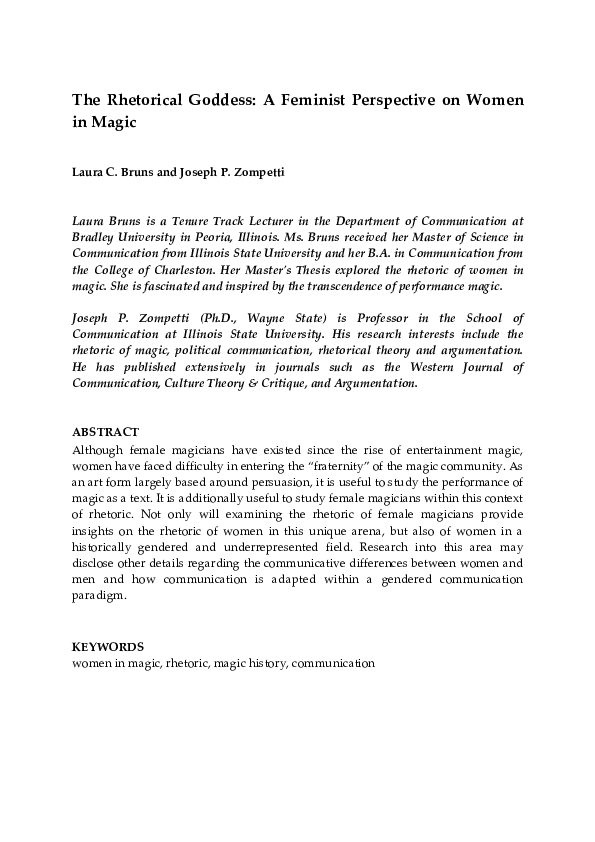 (PDF) The Rhetorical Goddess: A Feminist Perspective on Women in Magic