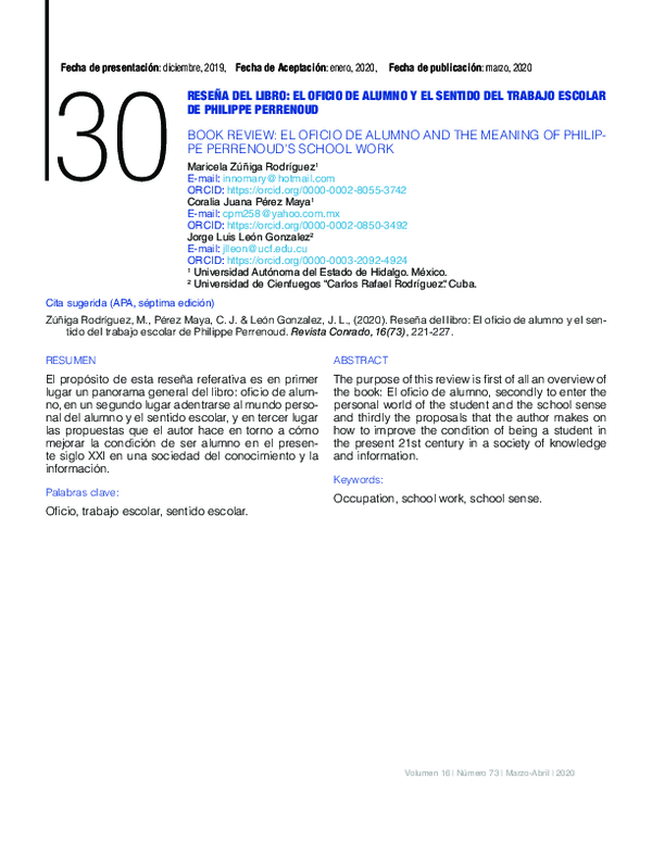 (PDF) RESEÑA DEL LIBRO: EL OFICIO DE ALUMNO Y EL SENTIDO DEL TRABAJO ...