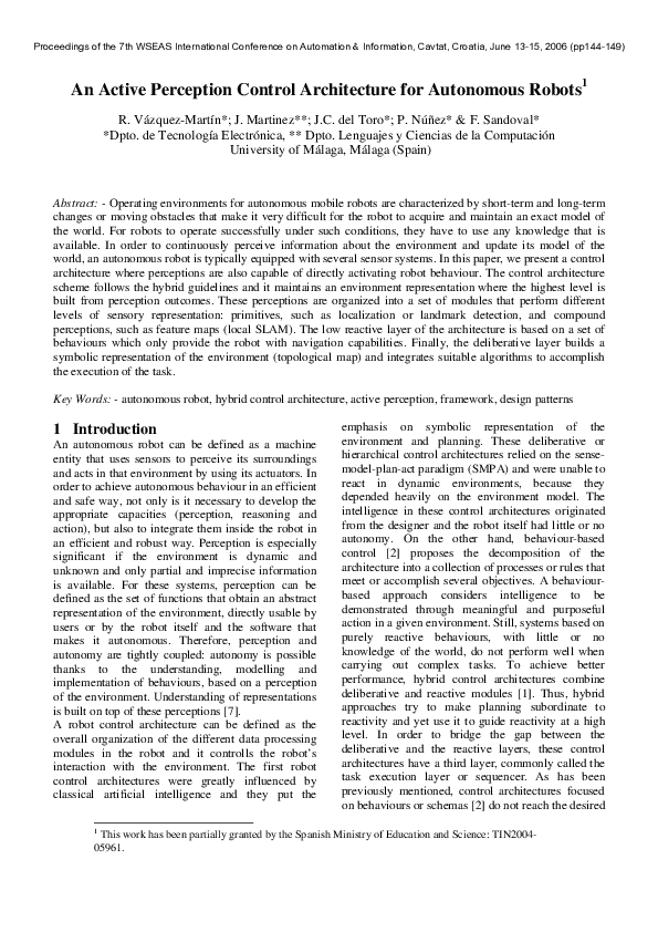 (PDF) An active perception control architecture for autonomous robots