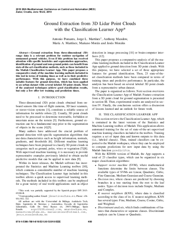 Pdf 3d Lidar Ground Extraction Via Machine Learning 