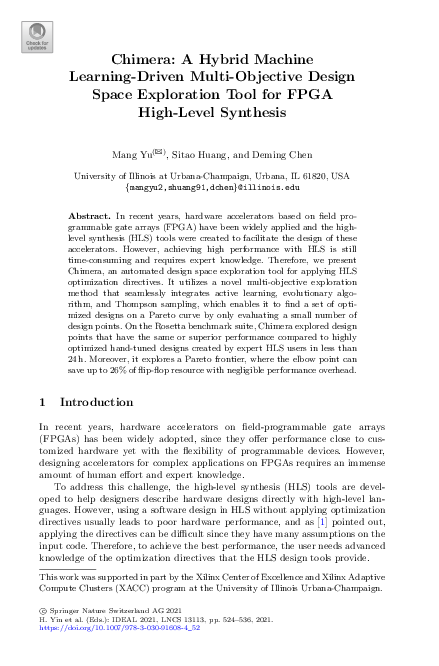 (PDF) Chimera: A Hybrid Machine Learning-Driven Multi-Objective Design Space Exploration Tool ...