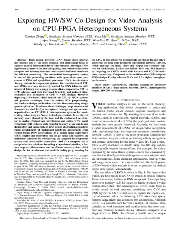 Pdf Exploring Hwsw Co Design For Video Analysis On Cpu Fpga Heterogeneous Systems 