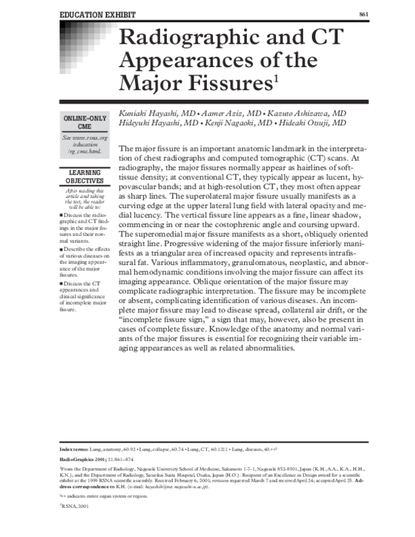 (PDF) Radiographic and CT Appearances of the Major Fissures