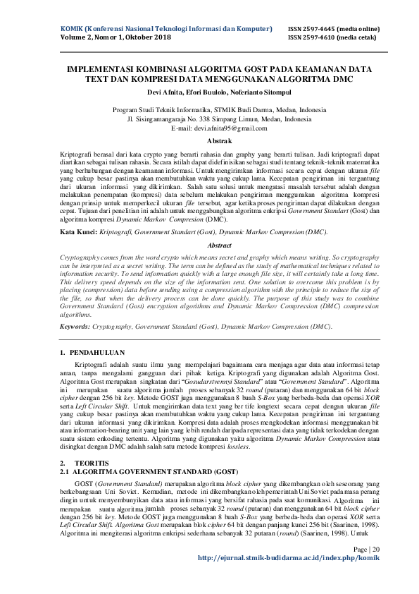 (PDF) Implementasi Kombinasi Algoritma Gost Pada Keamanan Data Text Dan ... (PDF) Implementasi Kombinasi Algoritma Gost Pada Keamanan Data Text Dan ...