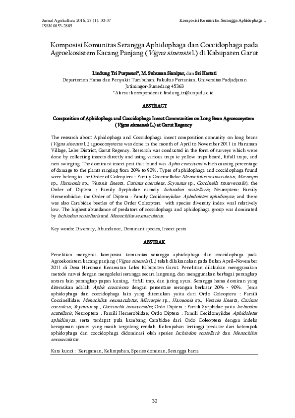 (PDF) Komposisi Komunitas Serangga Aphidophaga dan Coccidophaga pada ...