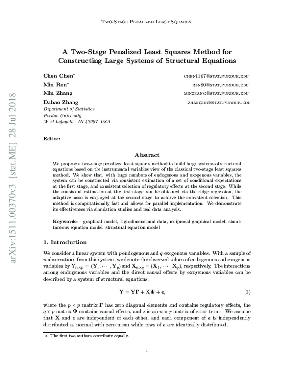 (PDF) A Two-Stage Penalized Least Squares Method for Constructing Large Systems of Structural ...
