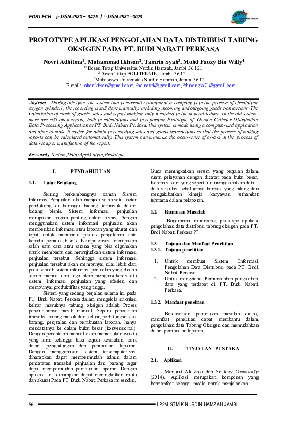 (PDF) Prototype Aplikasi Pengolahan Data Distribusi Tabung Oksigen Pada Pt. Budi Nabati Perkasa