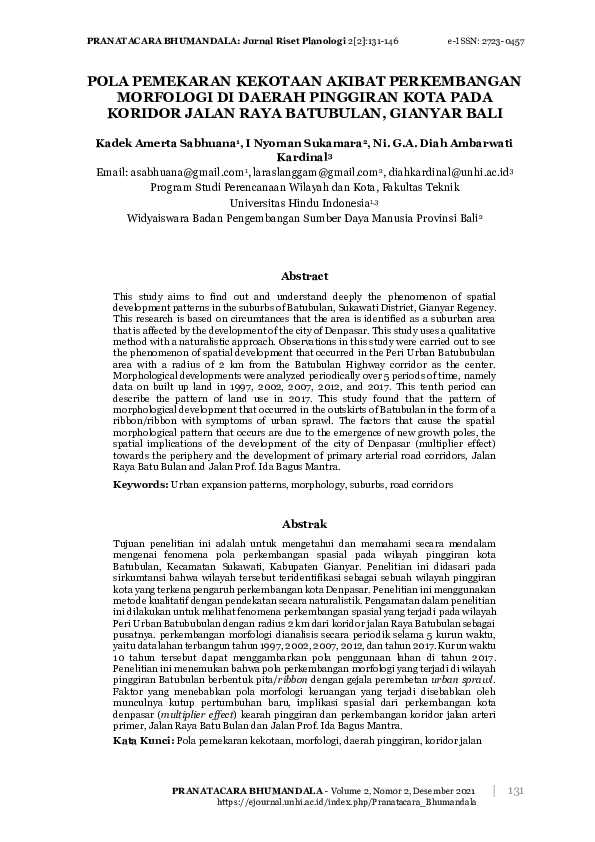 (PDF) Pola Pemekaran Kekotaan Akibat Perkembangan Morfologi DI Daerah ...