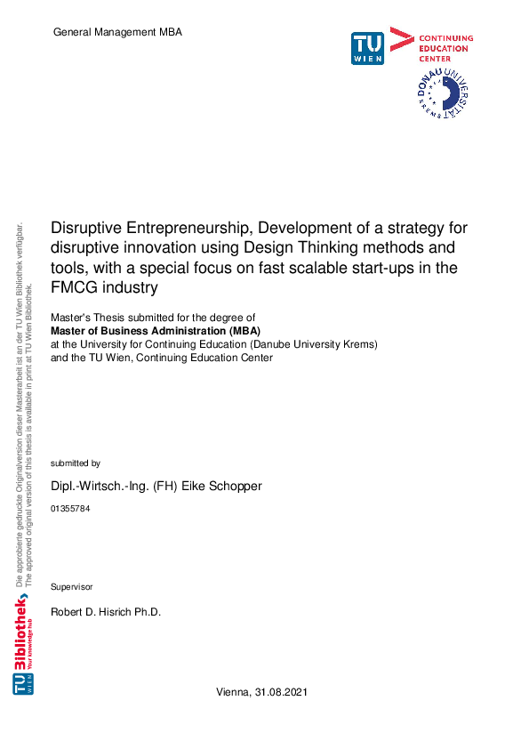(PDF) Disruptive Entrepreneurship, Development of a strategy for ...