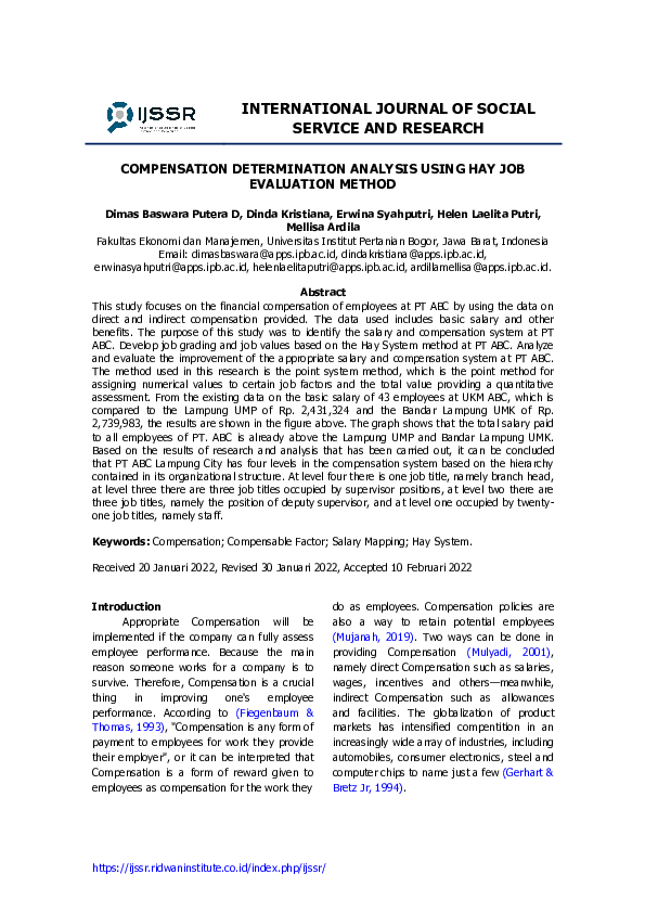 (PDF) Compensation Determination Analysis Using Hay Job Evaluation Method