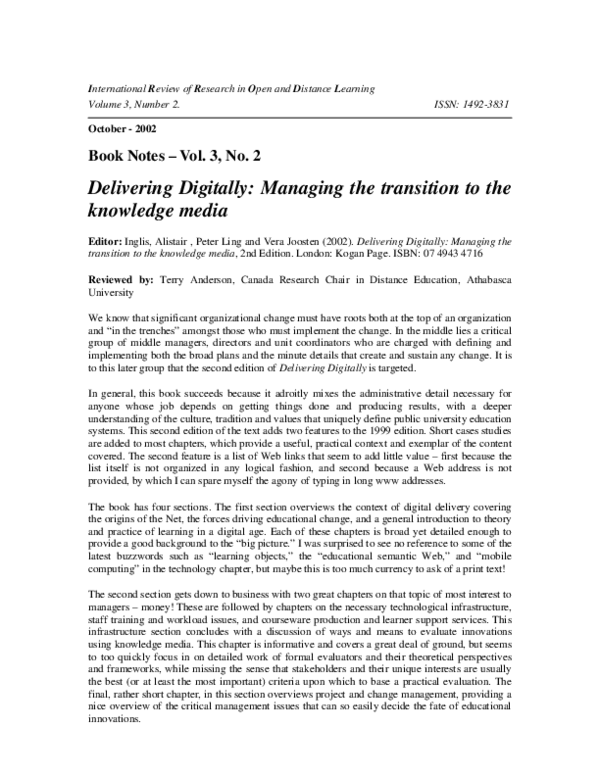 (PDF) Delivering Digitally: Managing the Transition to the Knowledge Media