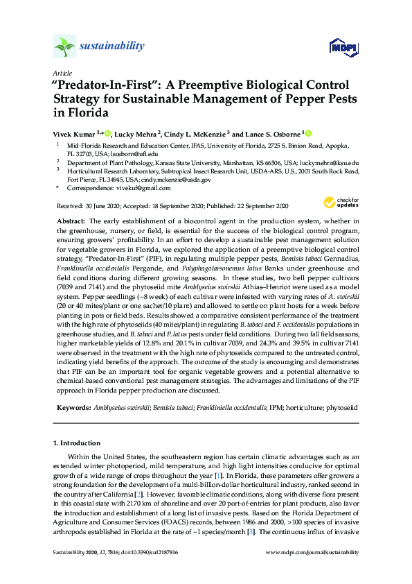 (PDF) “Predator-In-First”: A Preemptive Biological Control Strategy for ...