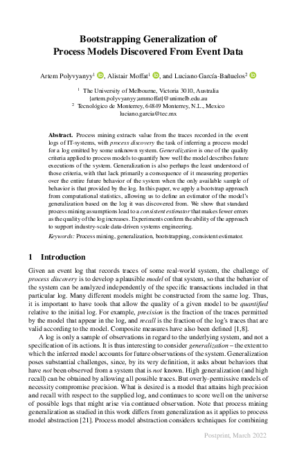 (PDF) Bootstrapping Generalization of Process Models Discovered From ...
