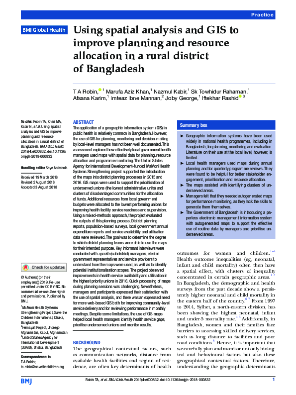 (PDF) Using spatial analysis and GIS to improve planning and resource ...