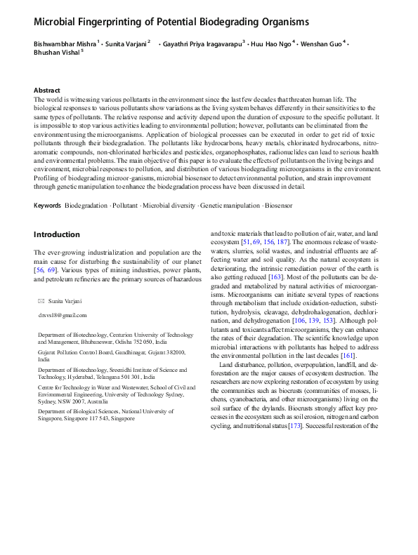 (PDF) Microbial Fingerprinting of Potential Biodegrading Organisms