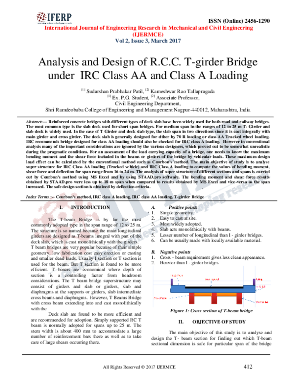 (PDF) Analysis and Design of R.C.C. T-girder Bridge under IRC Class AA and Class A Loading