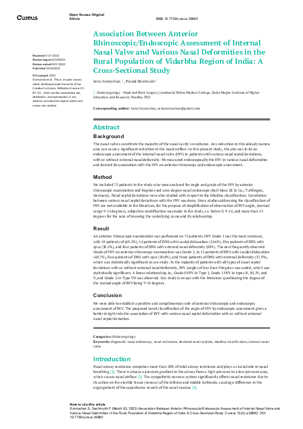 (PDF) Association Between Anterior Rhinoscopic/Endoscopic Assessment of ...