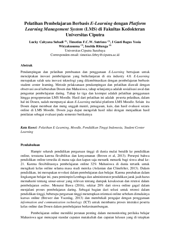 (PDF) Pelatihan Pembelajaran Berbasis E-Learning dengan Platform Learning Management System (LMS ...