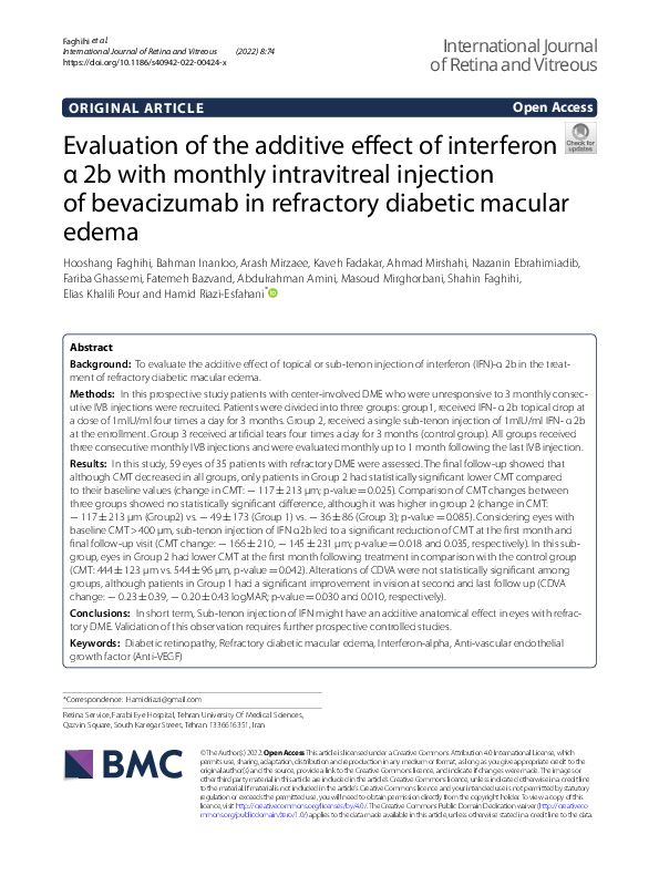 (PDF) Evaluation of the additive effect of interferon α 2b with monthly ...