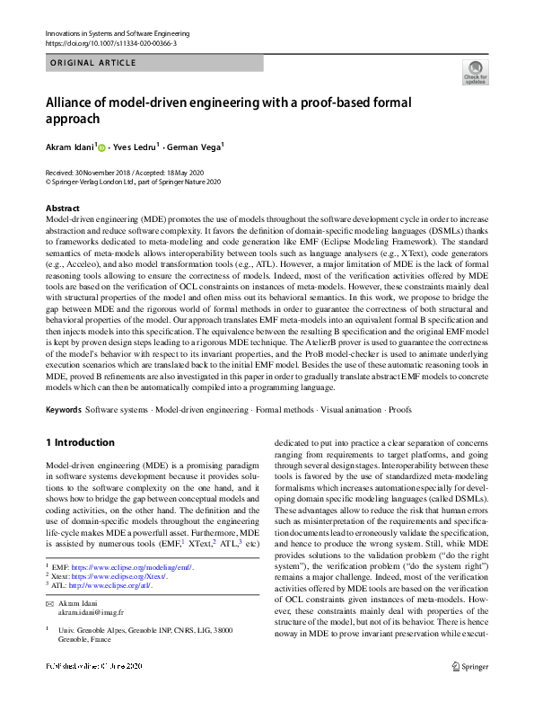 (PDF) Alliance of model-driven engineering with a proof-based formal approach