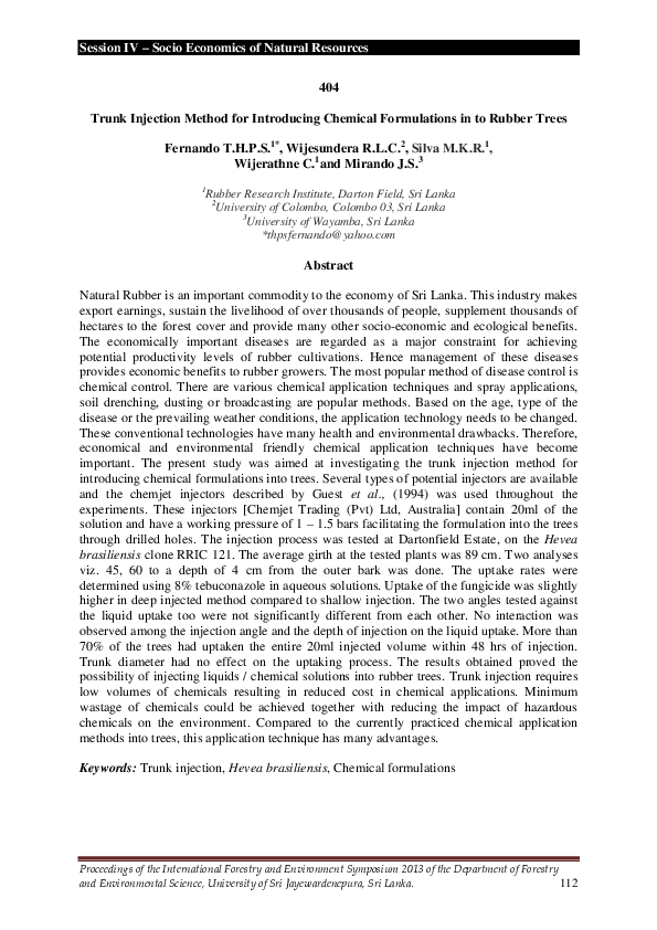 (PDF) Trunk Injection Method for Introducing Chemical Formulations in ...