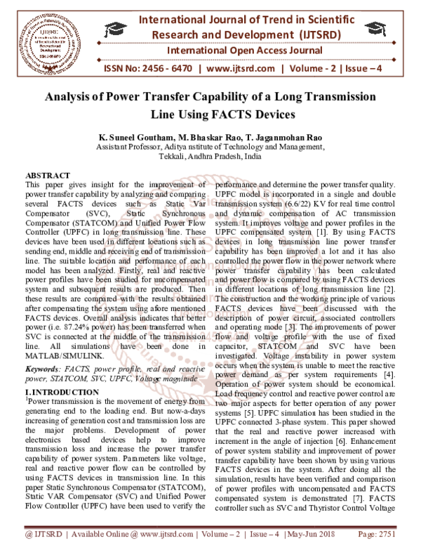 (PDF) Analysis of Power Transfer Capability of a Long Transmission Line ...