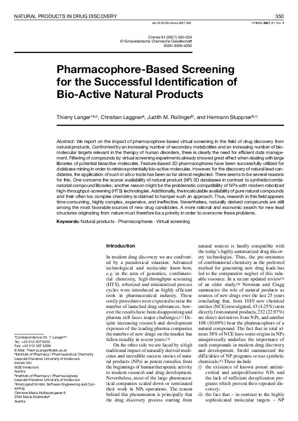 (PDF) Pharmacophore-Based Screening for the Successful Identification ...