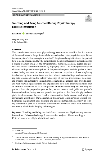 (PDF) Touching and Being Touched During Physiotherapy Exercise Instruction