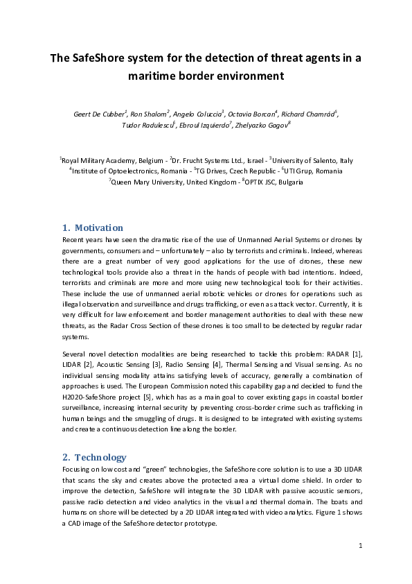 (PDF) The Safeshore System For The Detection Of Threat Agents In A Maritime Border Environment