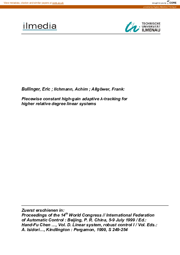 Pdf Piecewise Constant High Gain Adaptive λ Lambda Tracking For 2172
