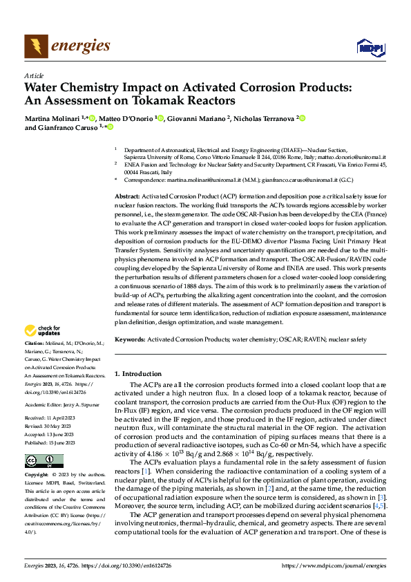 (PDF) Water Chemistry Impact on Activated Corrosion Products Assessment ...