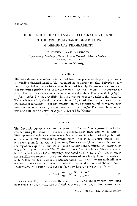 (PDF) The relationship of ussing's flux-ratio equation to the ...