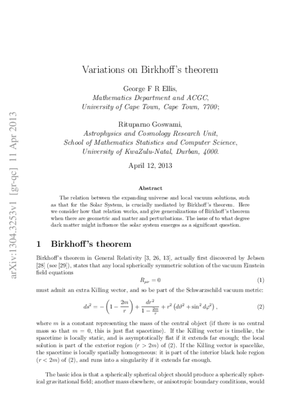 Pdf Variations On Birkhoffs Theorem