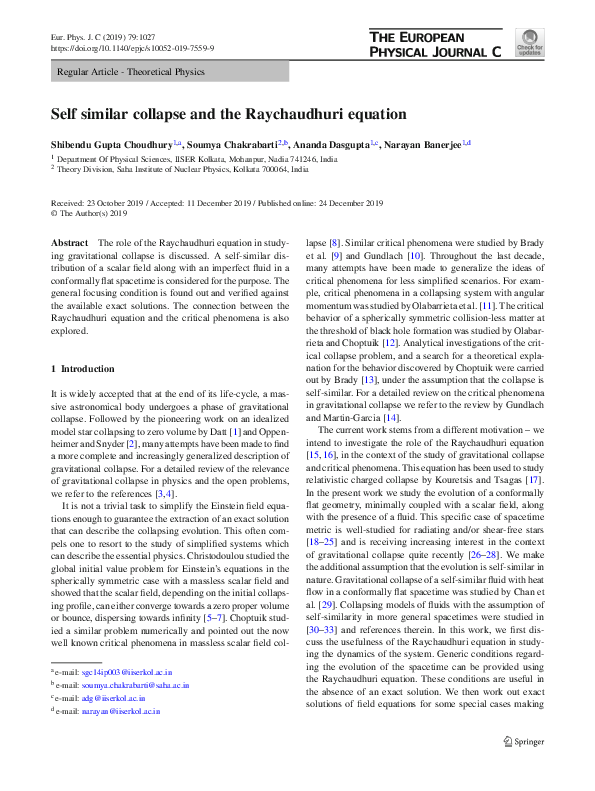 (PDF) On the Raychaudhuri equation | George Ellis - Academia.edu