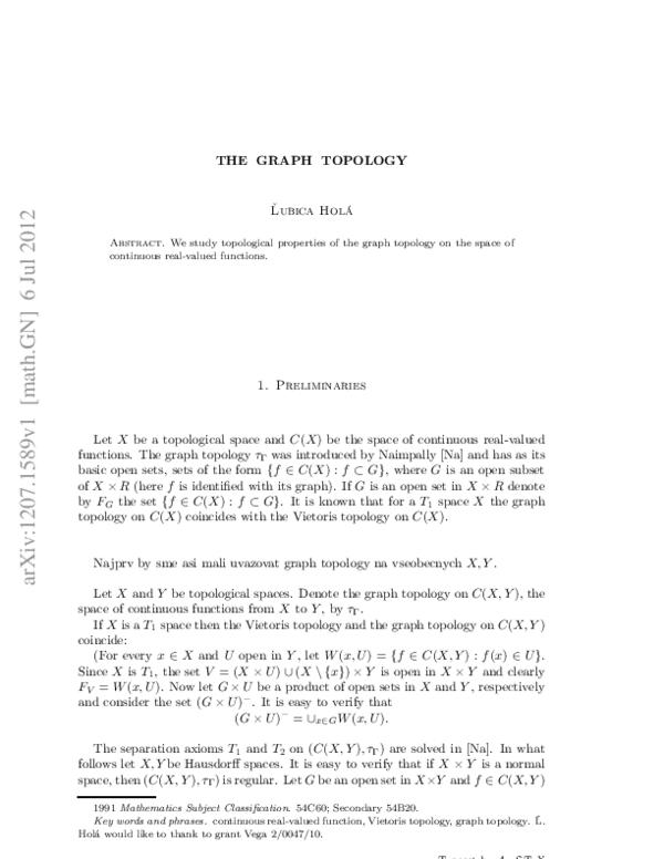 (PDF) The graph topology