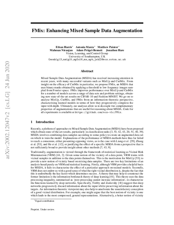 (PDF) FMix: Enhancing Mixed Sample Data Augmentation