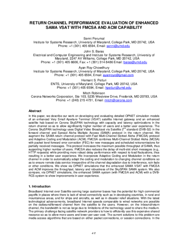 (PDF) Return Channel Performance Evaluation of Enhanced Sama Vsat with ...