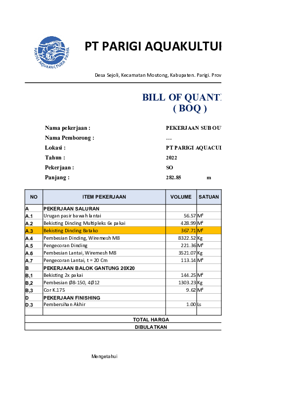 (XLS) BOQ SO dan MO JALUR 1 RGC