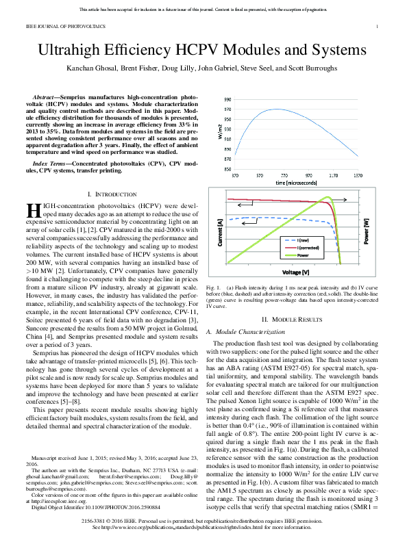 (PDF) Ultrahigh Efficiency HCPV Modules and Systems