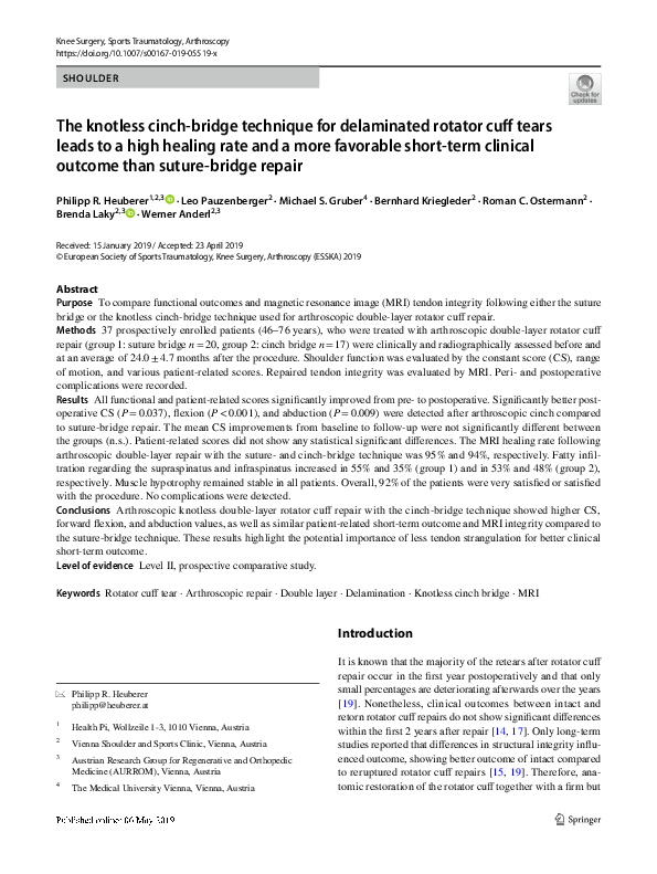 (PDF) The knotless cinch-bridge technique for delaminated rotator cuff ...