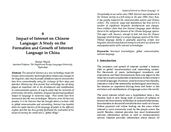 (PDF) Impact of Internet on Chinese Language: A Study on the Formation ...