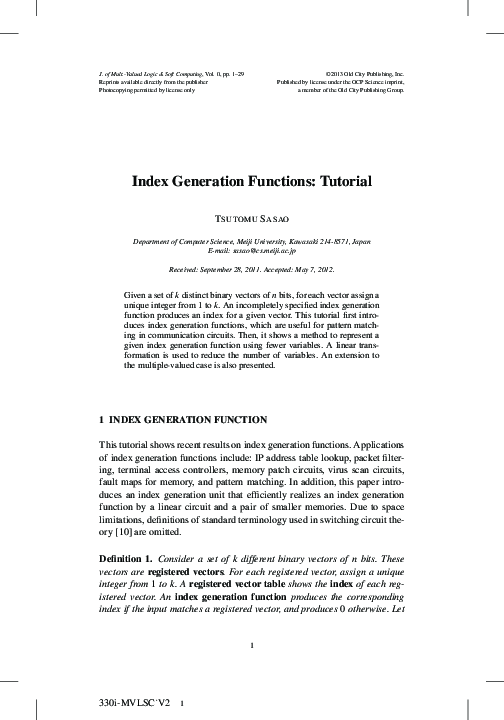 (PDF) Index Generation Functions