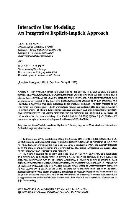 (PDF) Interactive user modeling: An integrative explicit-implicit approach