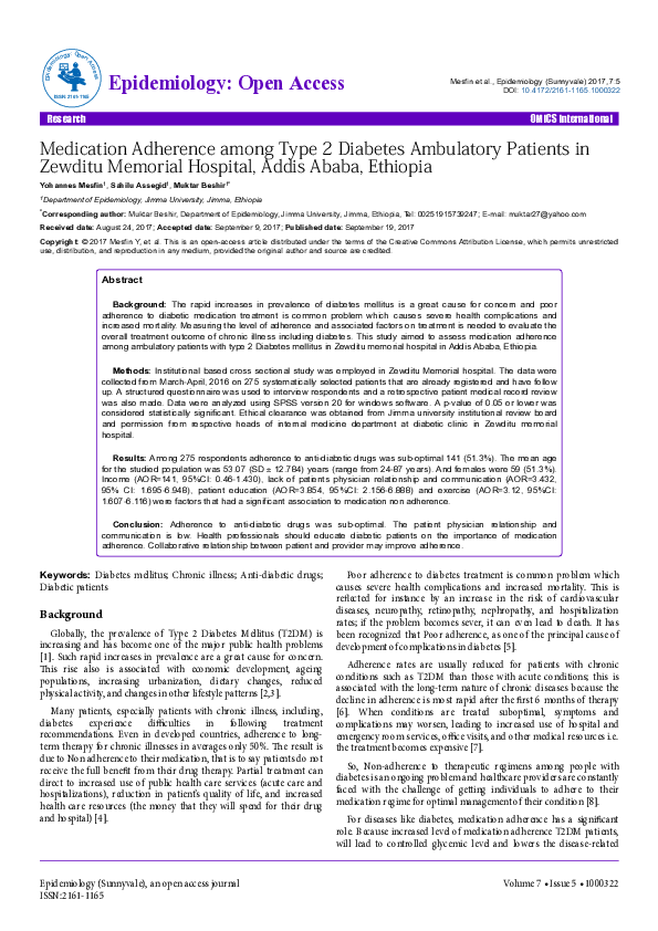 (PDF) Medication Adherence among Type 2 Diabetes Ambulatory Patients in ...