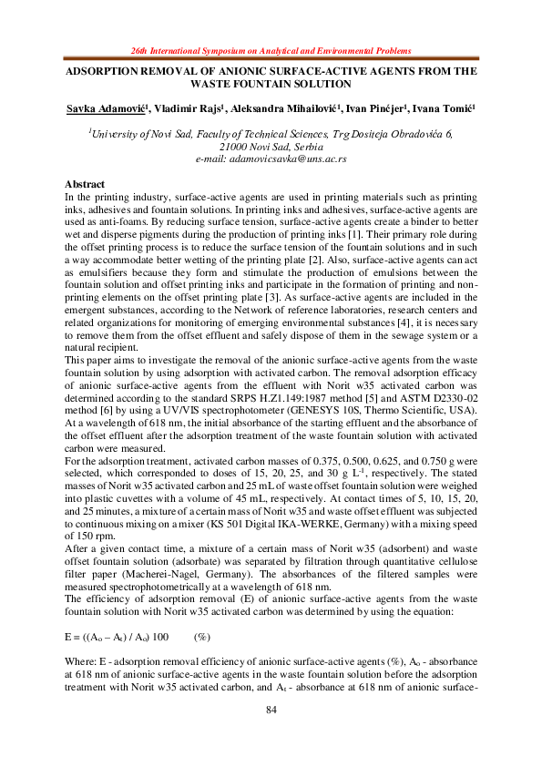 (PDF) Adsorption removal of anionic surface-active agents from the ...