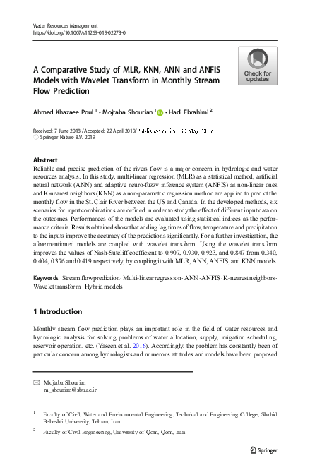 (PDF) A Comparative Study of MLR, KNN, ANN and ANFIS Models with Wavelet Transform in Monthly ...