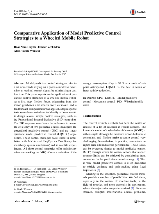 Pdf Comparative Application Of Model Predictive Control Strategies To